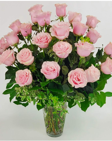 Premium Two Dozen Pink Roses – LB Event Decor